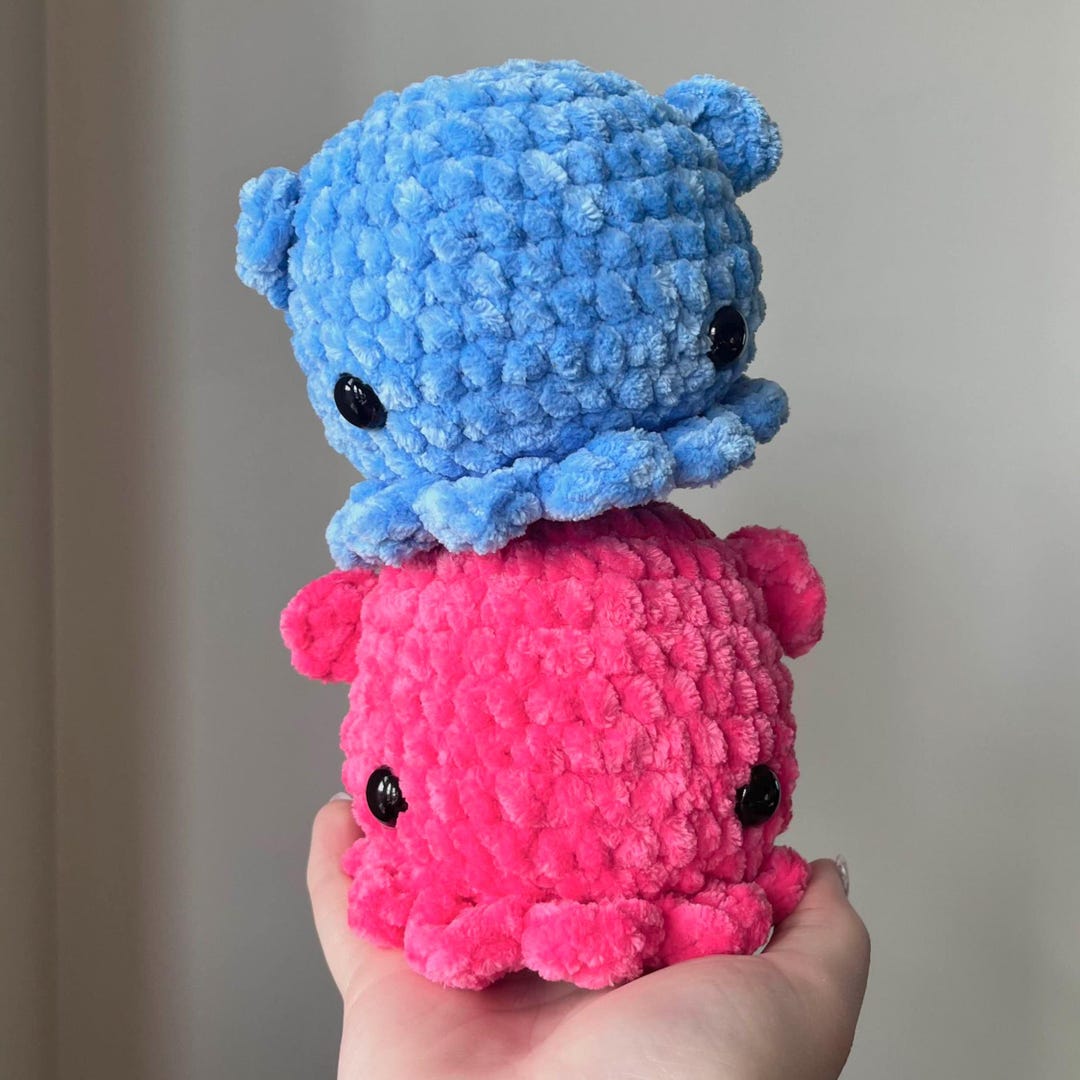 Crochet Dumbo Octopus Plush, Cuttlefish Handmade Amigurumi Plushie ...
