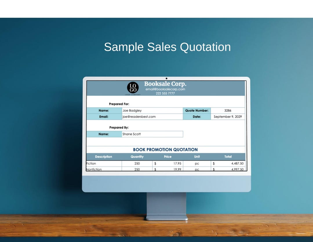 Editable Sample Sales Quotation Template for Google Sheets, Digital ...