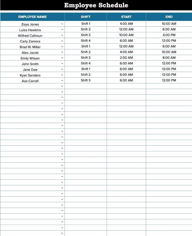 3in1,employee Schedule Gantt Chart Template, Employee Management ...