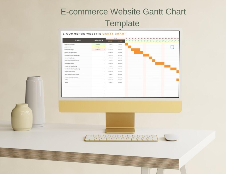 Editable E-commerce Website Gantt Chart Template for Google Sheets ...
