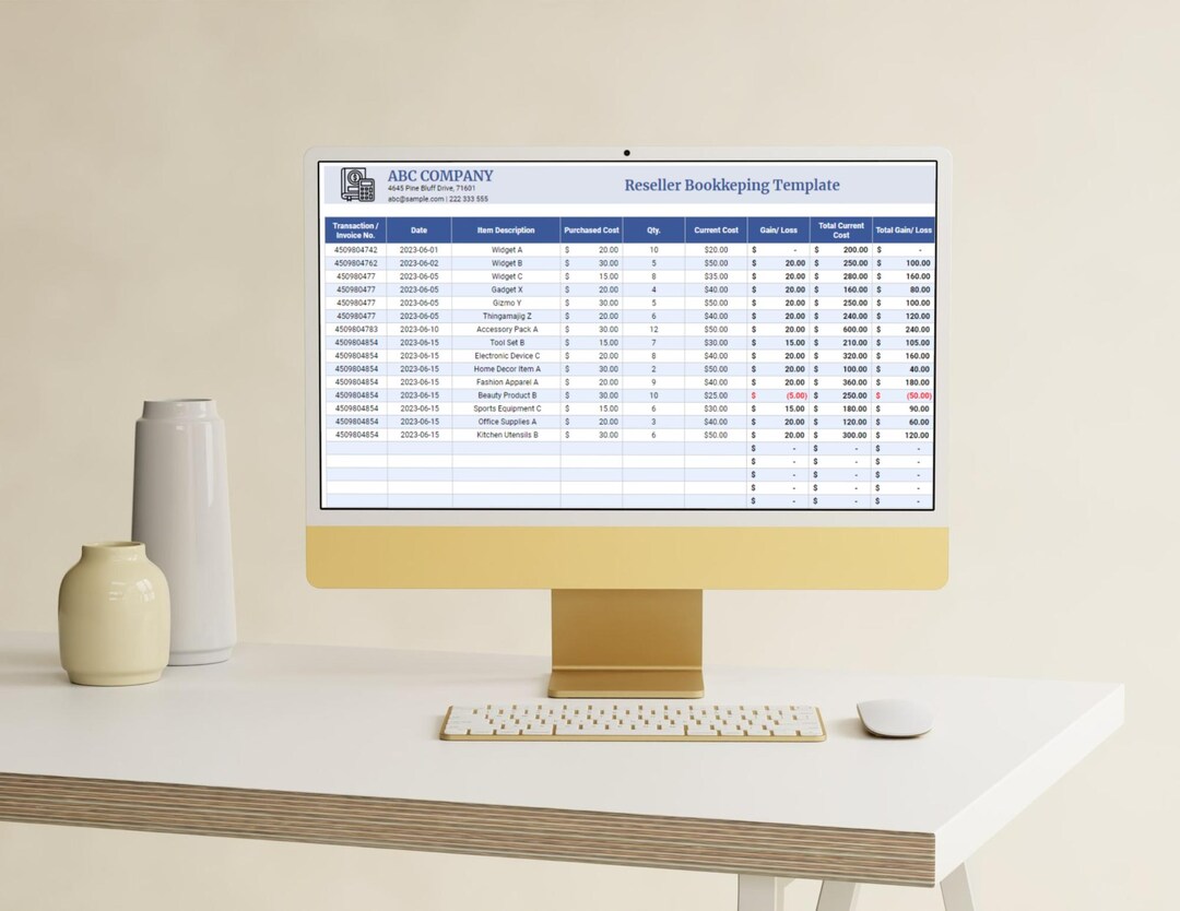 Editable Reseller Bookkeeping Template for Google Sheets, Digital ...