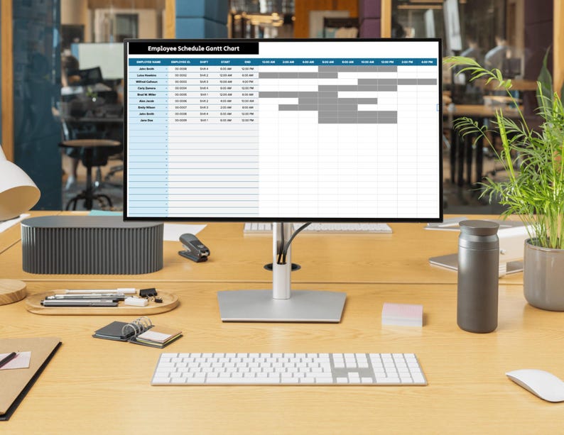 3in1,employee Schedule Gantt Chart Template, Employee Management ...