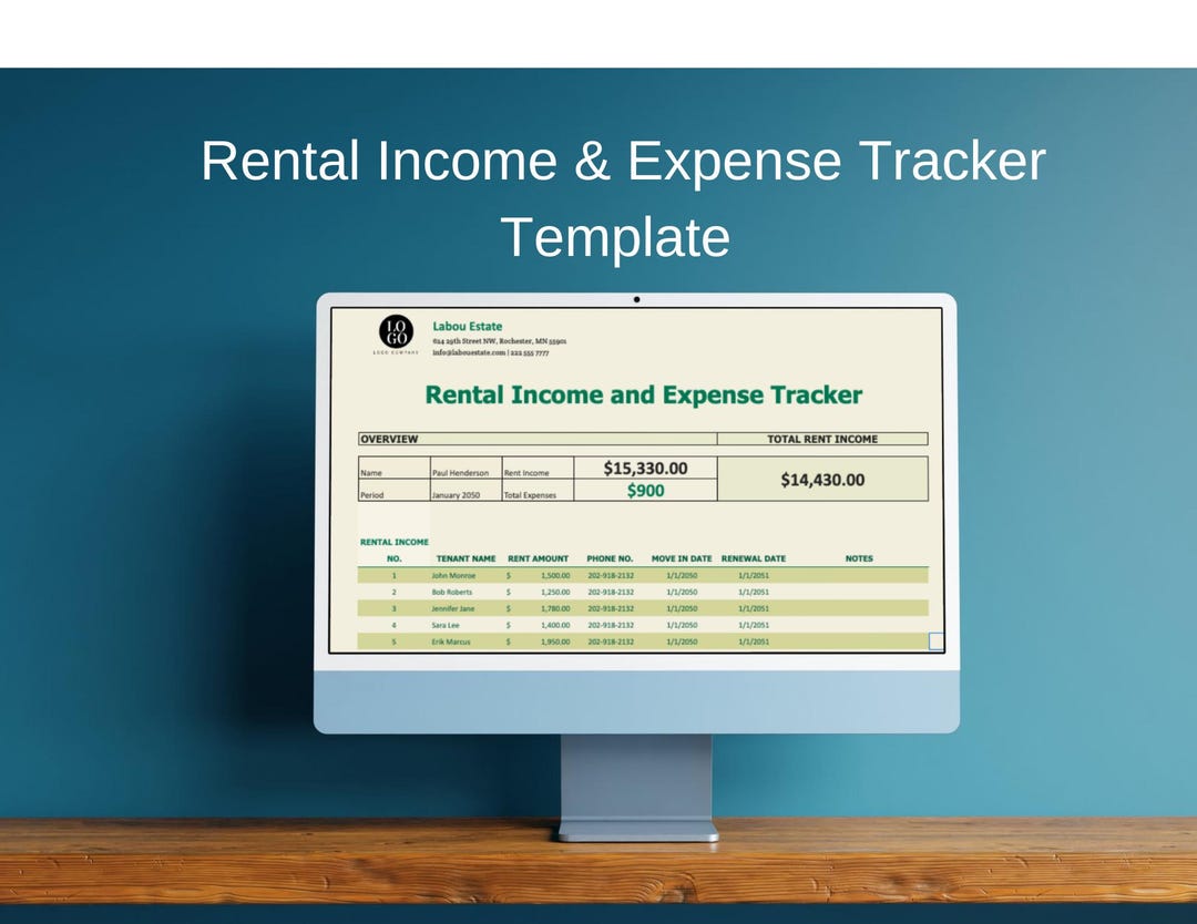 Rental Income & Expense Tracker Template Digital Property Management ...