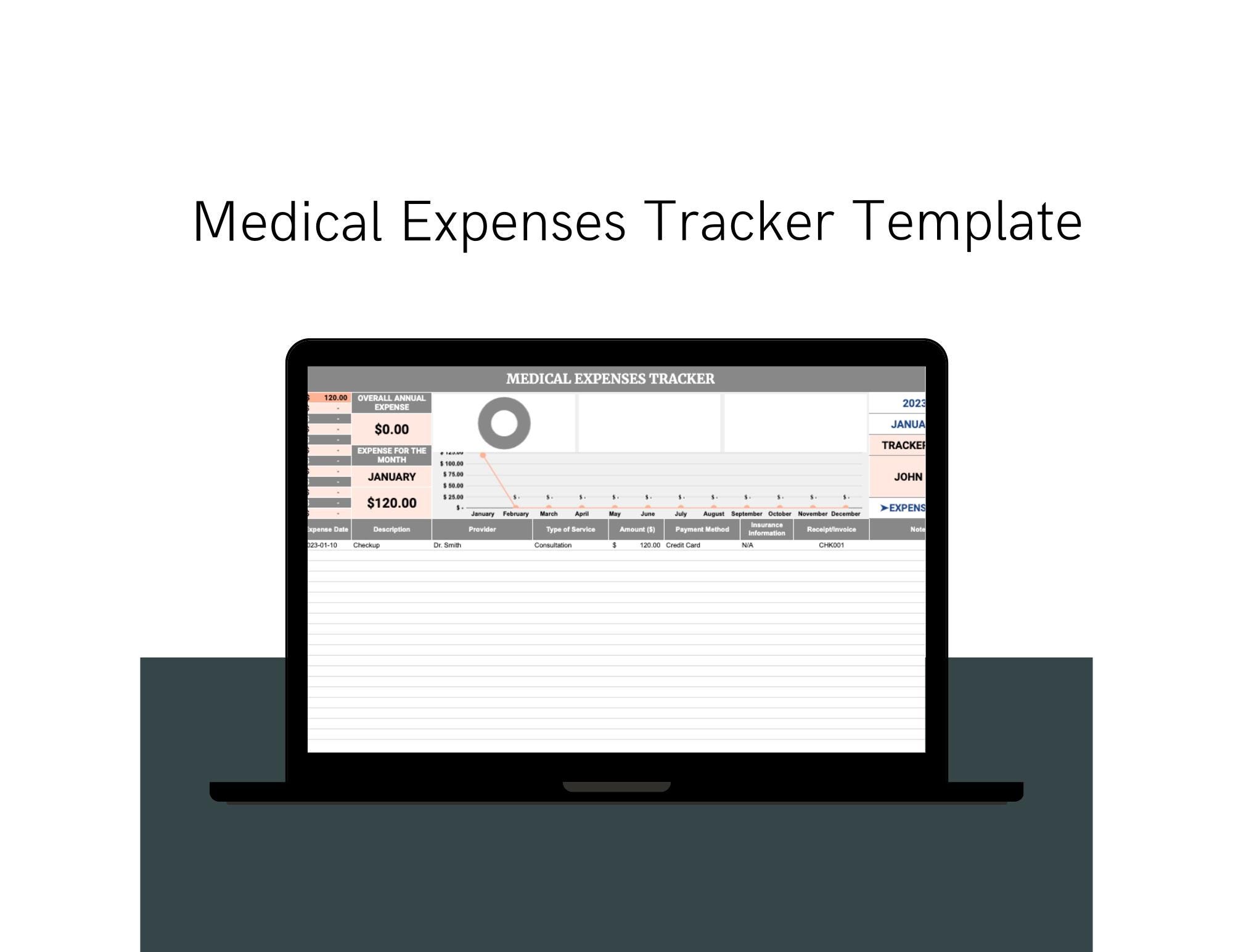 Medical Expenses Tracker Template Digital Healthcare Cost Organizer ...