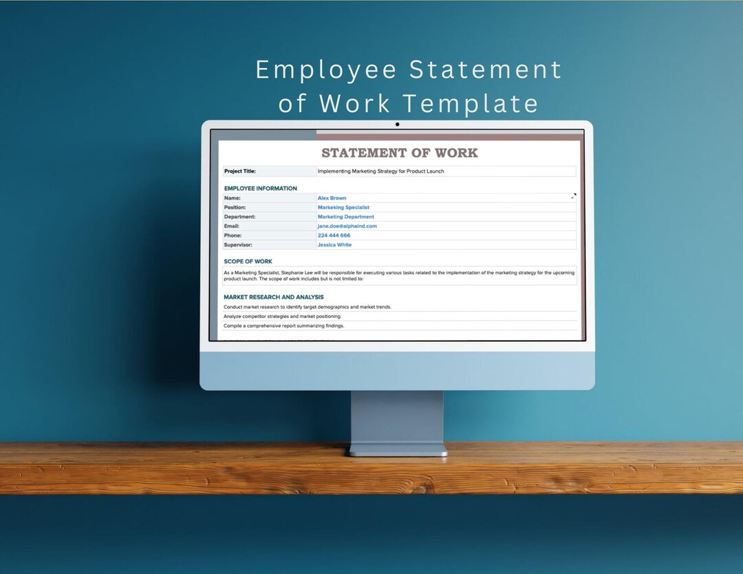 Employee Statement of Work Template Customizable Tool for Defining ...