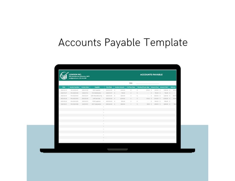 Editable Accounts Payable Template for Google Sheets, Digital Download ...