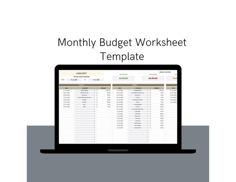Ultimate Monthly Budget Worksheet Template for Google Sheets to Help ...