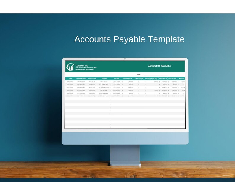 Editable Accounts Payable Template for Google Sheets, Digital Download ...
