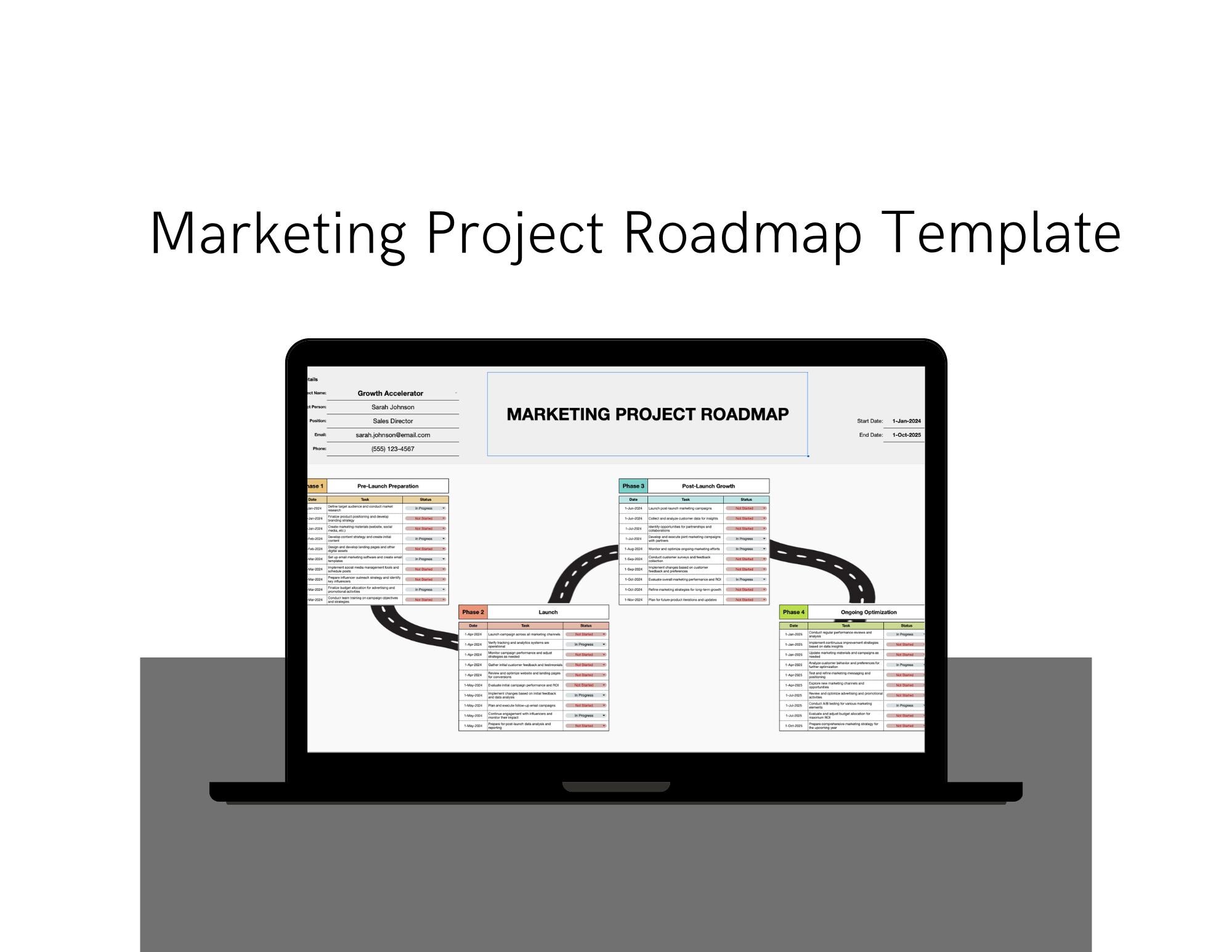 Marketing Project Roadmap Template Plan & Track Campaigns, Goals ...