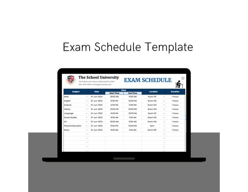 Exam Schedule Template, Google Sheets Format, Organize Study Plans ...