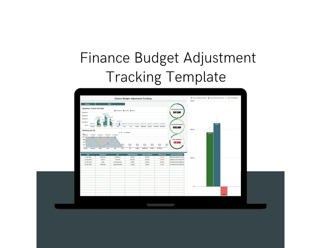 Finance Budget Adjustment Tracking Template Monitor and Adjust Expenses ...