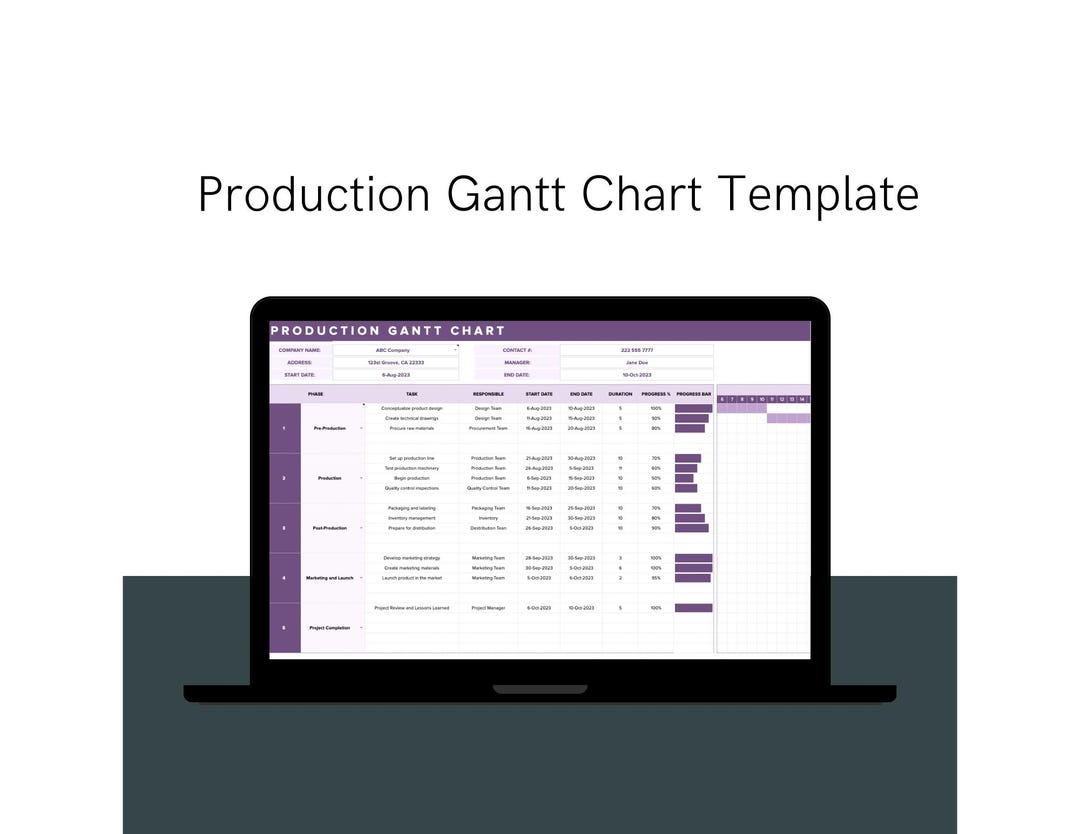 Production Gantt Chart Template Plan & Track Manufacturing Timelines ...