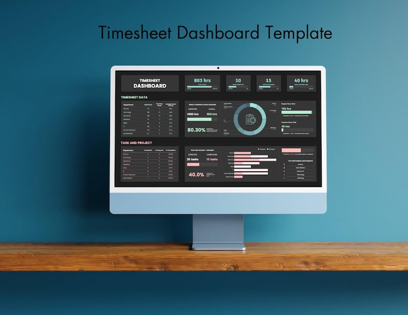 Timesheet Dashboard Template Visualize & Track Work Hours Google Sheets for Team ,project Time ...
