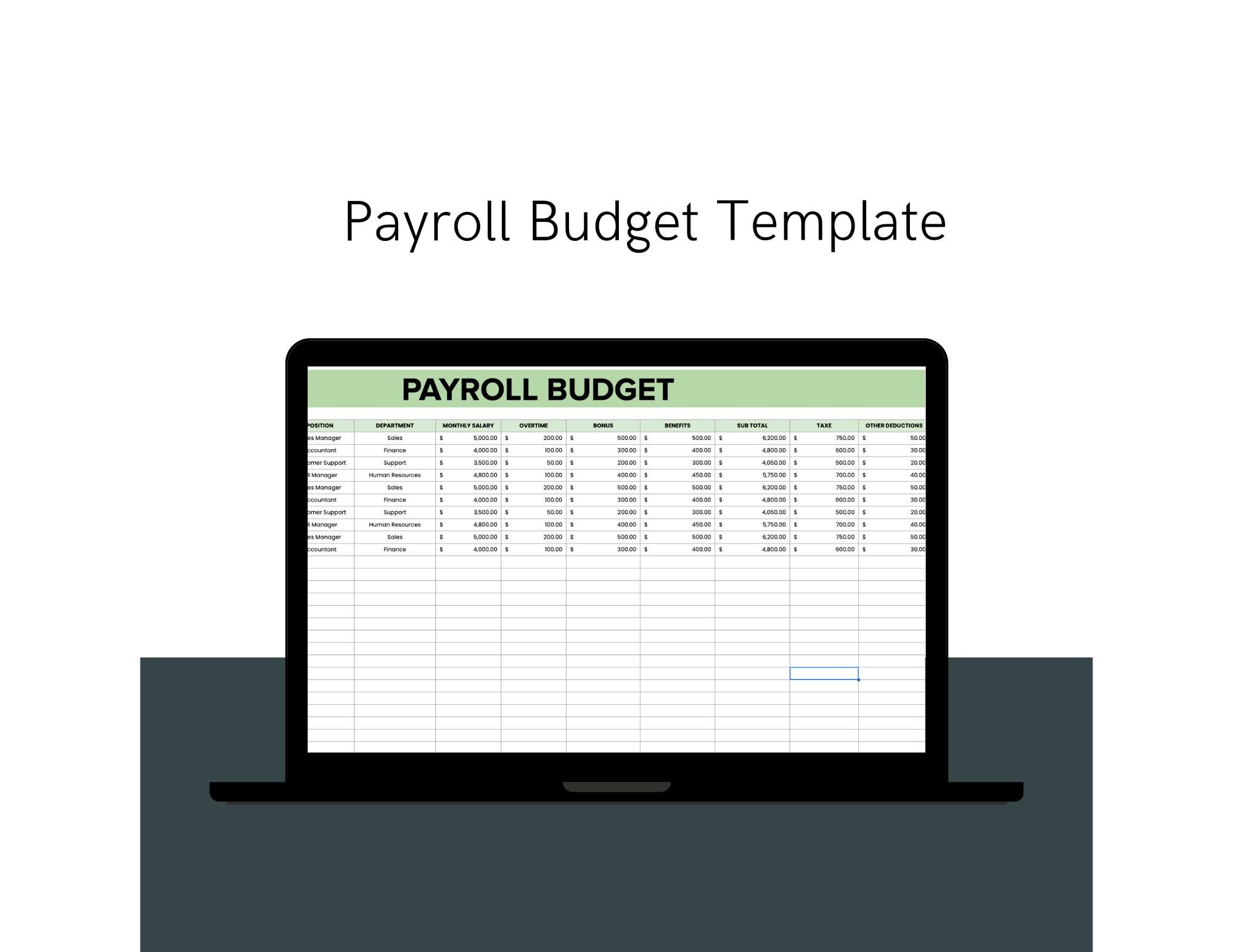 Payroll Budget Template Plan & Track Employee Payroll Costs Google ...