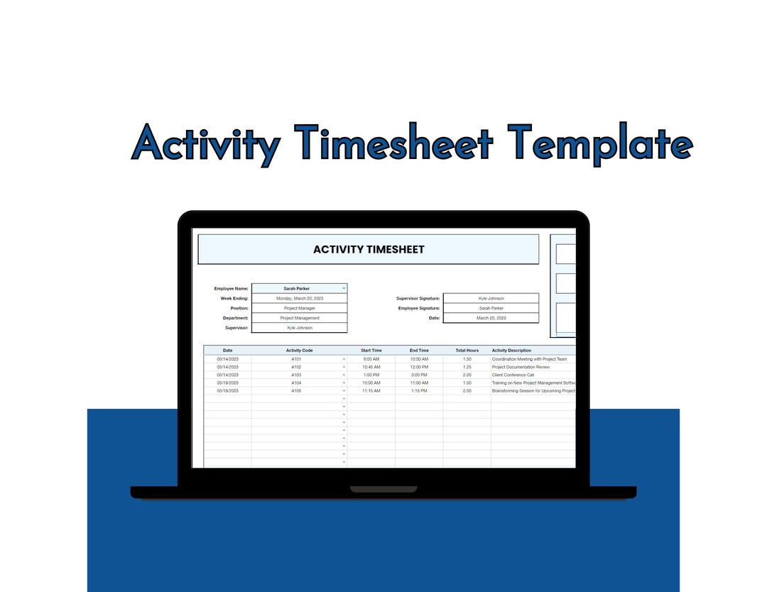 Activity Timesheet Template, Google Sheets Format, Track Employee Hours ...