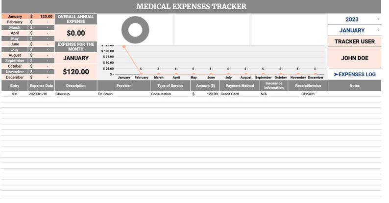 Medical Expenses Tracker Template Digital Healthcare Cost Organizer ...