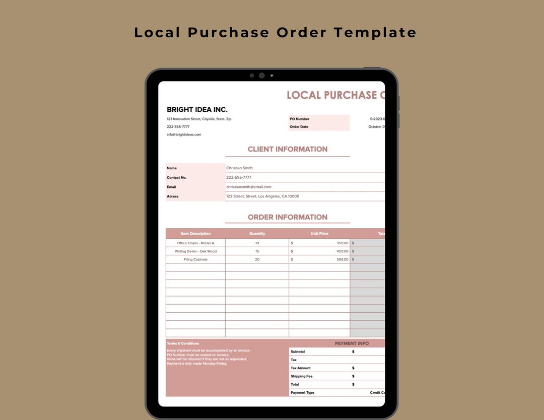 Local Purchase Order Template Streamline Purchases & Track Orders ...