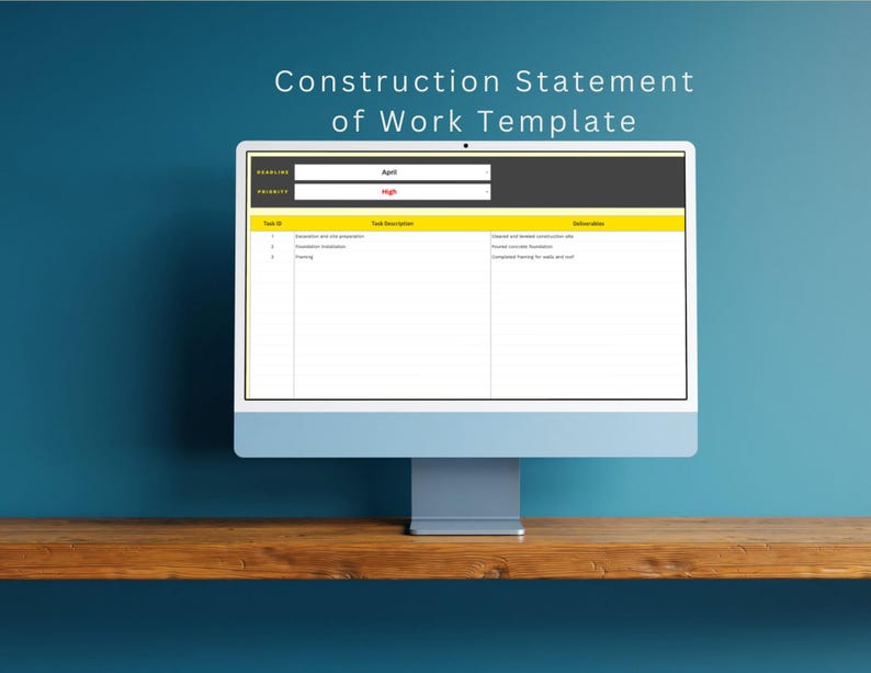 Construction Statement of Work Template Customizable Tool for Defining ...