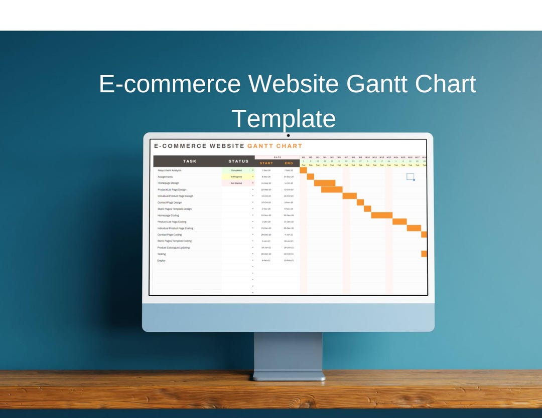 Editable E-commerce Website Gantt Chart Template for Google Sheets ...