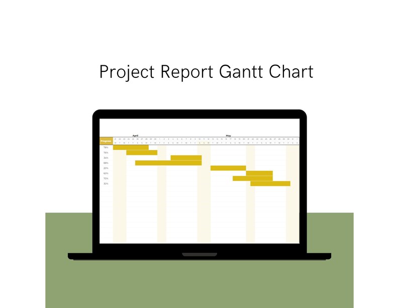 Editable Project Report Gantt Chart Template for Google Sheets, Digital ...
