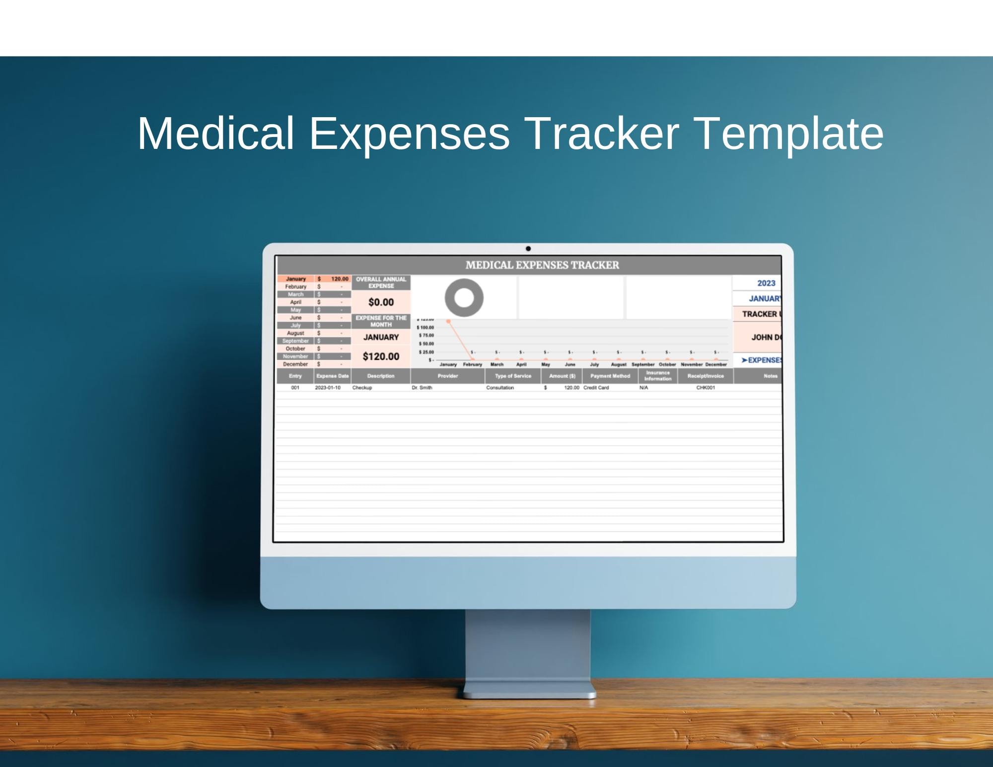 Medical Expenses Tracker Template Digital Healthcare Cost Organizer ...