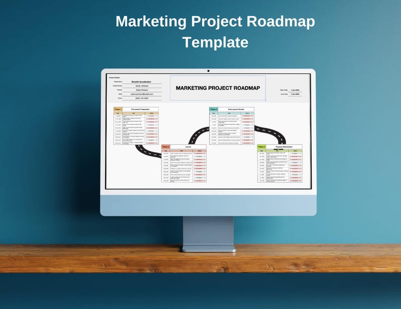 Marketing Project Roadmap Template Plan & Track Campaigns, Goals ...
