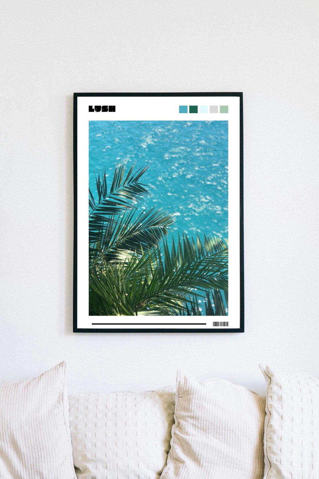 Blue Beach Digital Poster Download, Wall Art Print, Retro Trendy Aesthetic Print, Beach Print ...