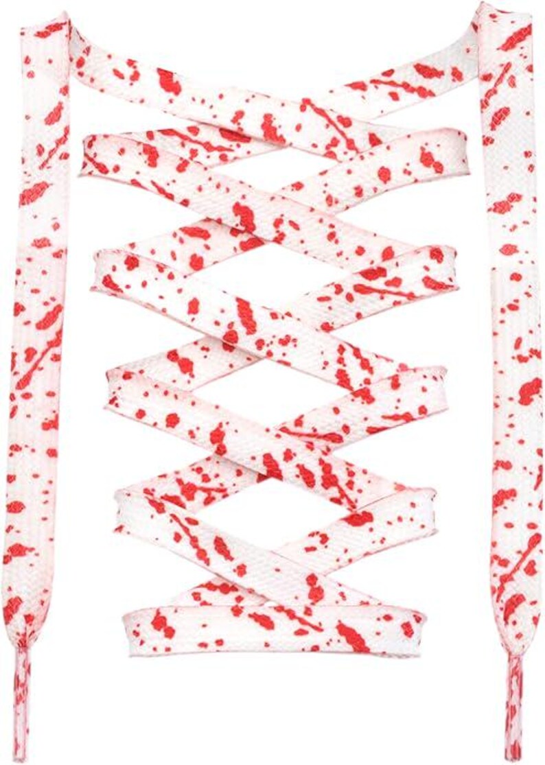 Shoelaces for Sneakers Art Printed Pattern String White With Red ...