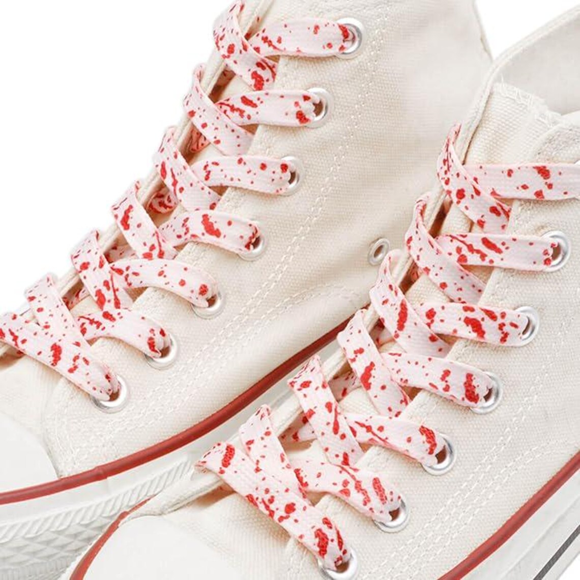 Shoelaces for Sneakers Art Printed Pattern String White With Red ...