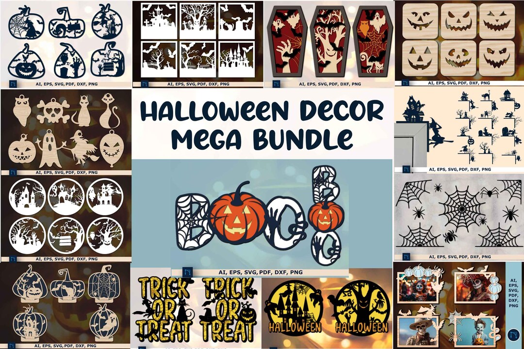 Papercut Coffin Sign Halloween Bundle 3D Laser Cut SVG Files for Home ...