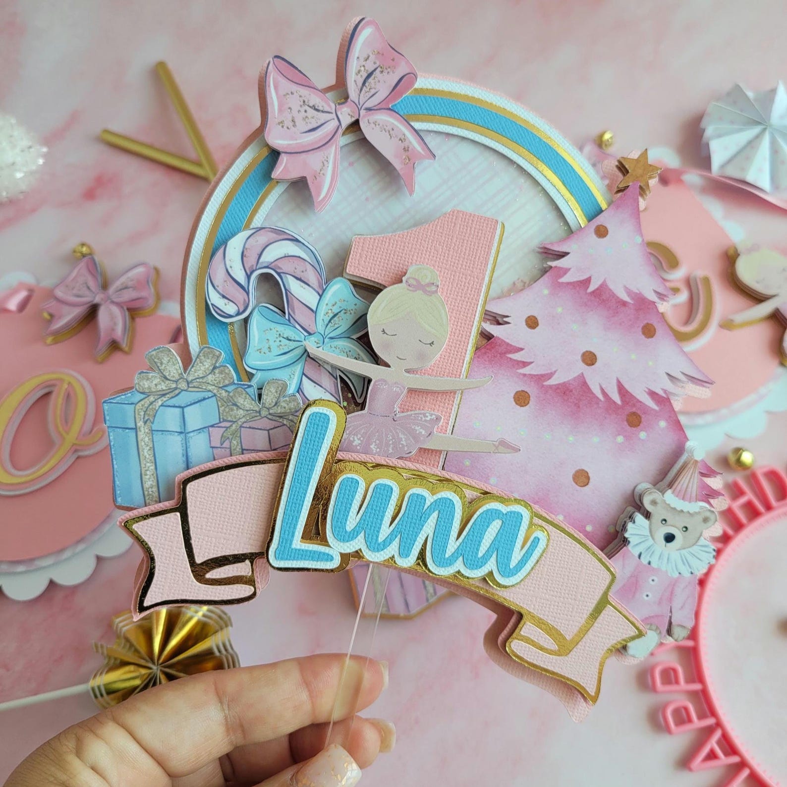 Oh What Fun Ballerina One Cake Topper/oh What Fun Pink Ballerina One ...