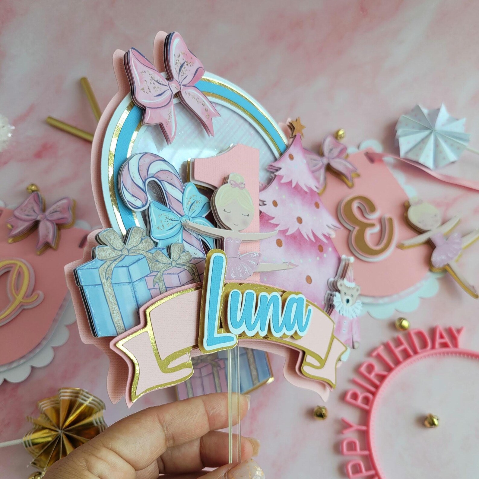 Oh What Fun Ballerina One Cake Topper/oh What Fun Pink Ballerina One ...