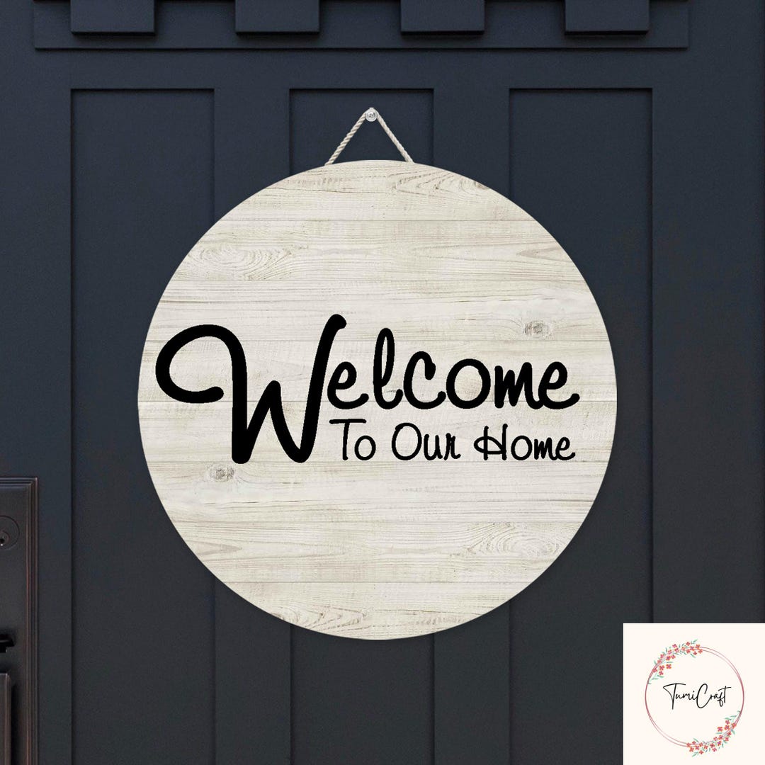 Personalized Door Sign, Wooden Round Welcome Door Sign, Welcome Door ...