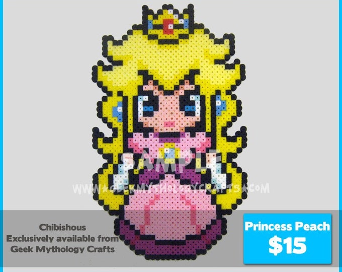 Princess Peach Super Mario Bros Classic Chibishou Perler Bead Pixel Art ...