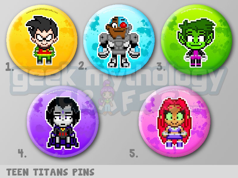 Jóvenes Titanes Pixel Art 1.5 botón pasador o imán | Etsy
