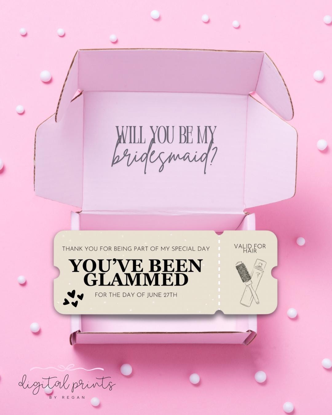 Bridesmaid Gift L Hair Glammed Coupon L Make up Glammed Coupon I ...