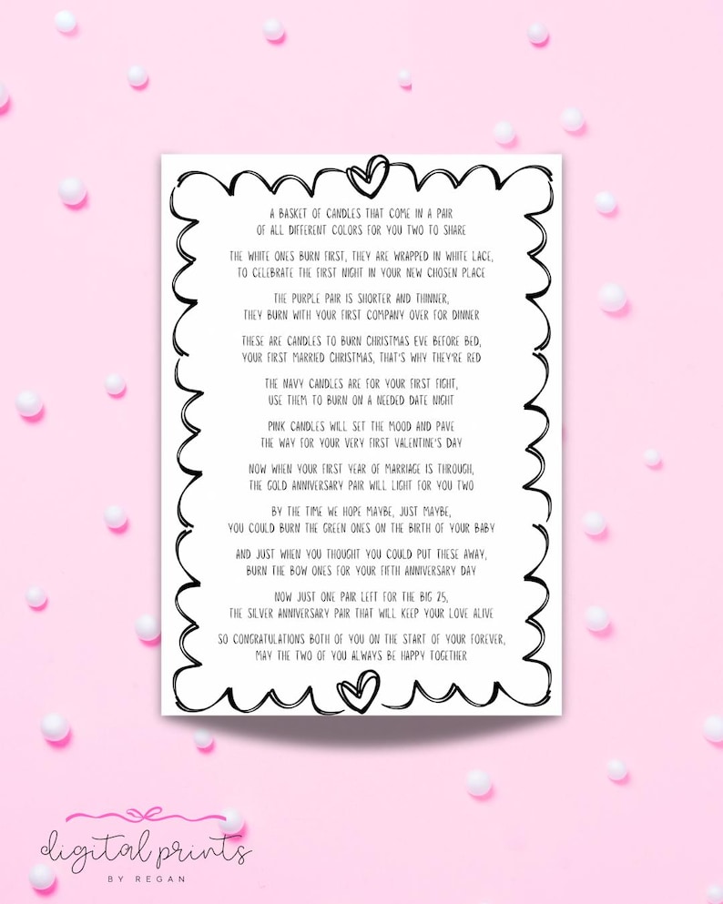 Wedding Candle Poem Gift: Bridal Shower Decor (digital Download) - Etsy