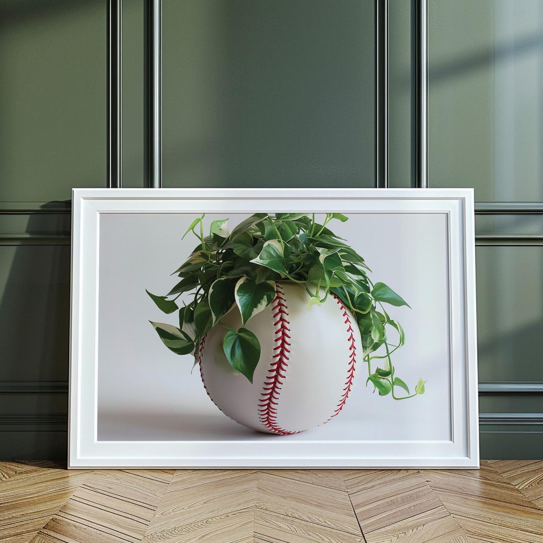 Baseball Planter Growing Pothos, White, Plant, Greenery, Lush, Digital ...