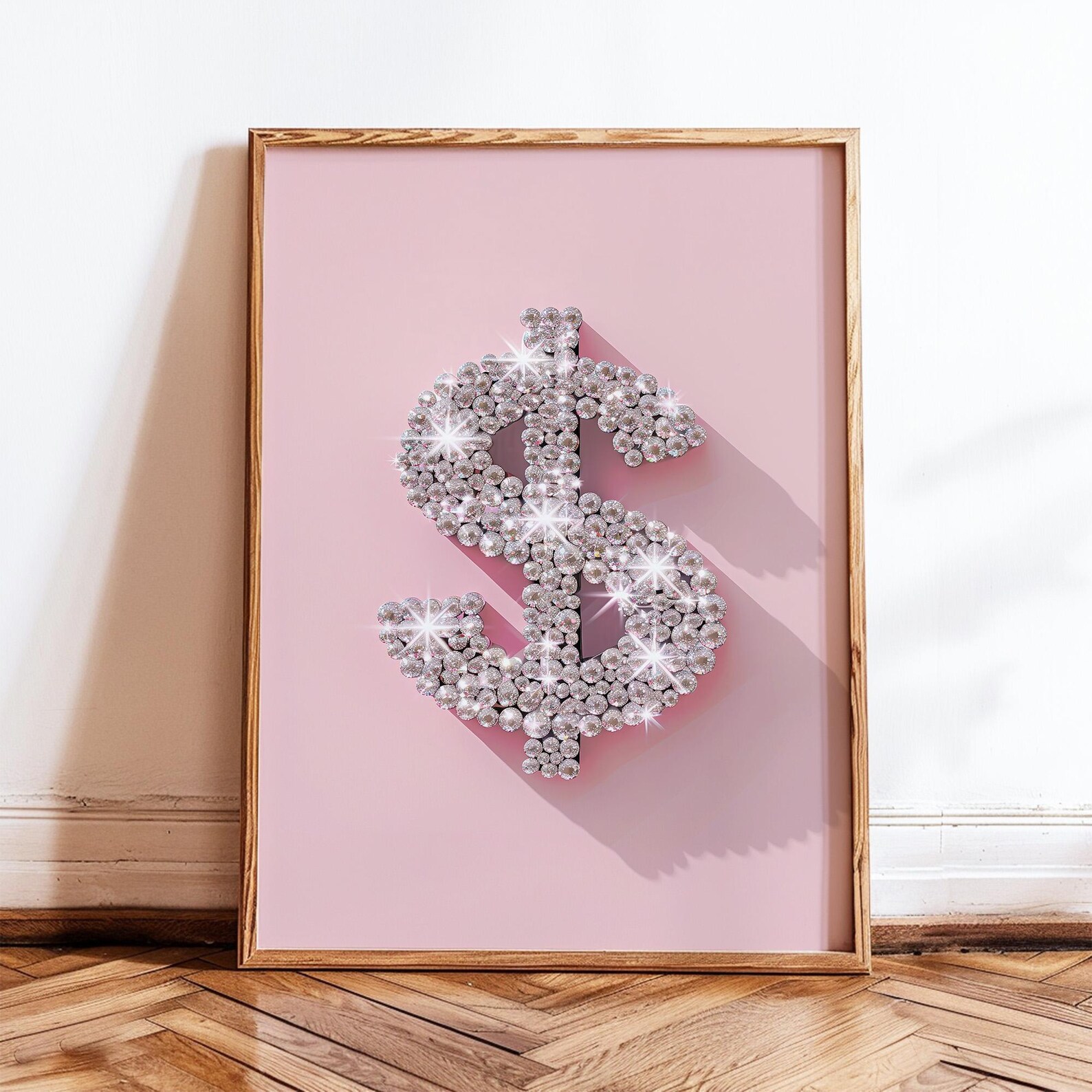 Sparkling Diamond Bedazzled Dollar Sign, Symbol, Pink, Silver, Digital ...