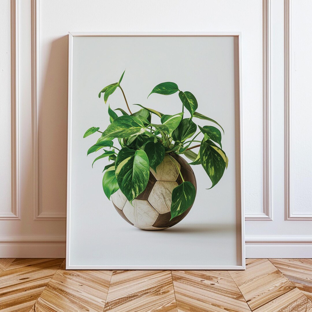 Soccer Ball Planter Growing Pothos, Plant, Greenery, Lush, Digital ...