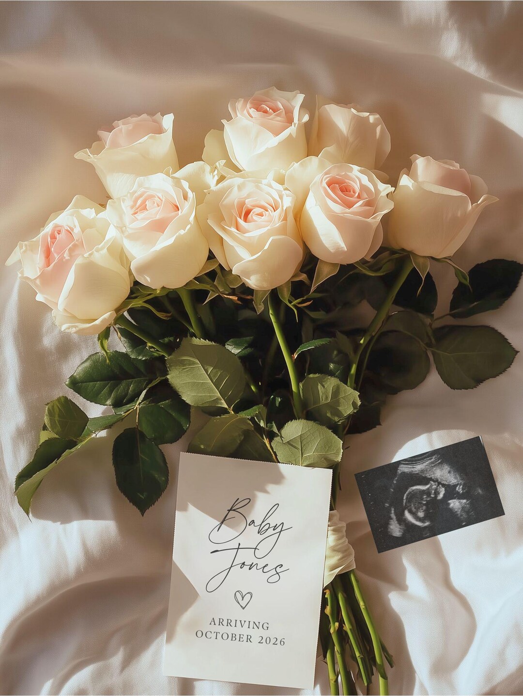 Floral Pregnancy Announcement Digital, Modern Baby Instant Social Media ...