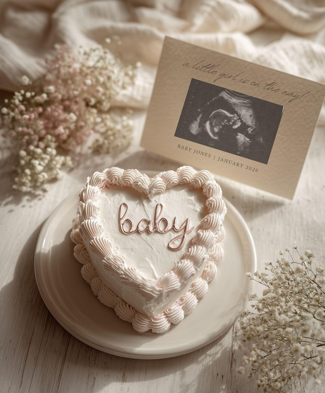 Minimalist White Cake Pregnancy Announcement Digital Download ...