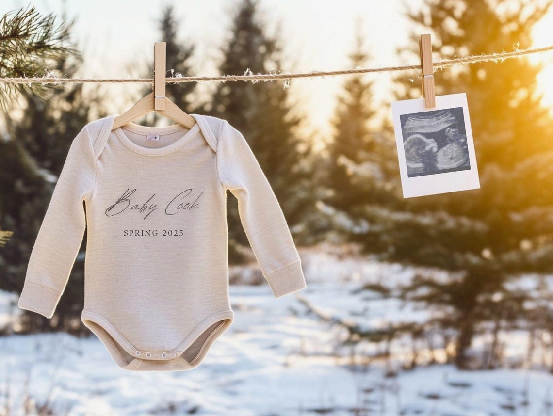 Winter Onesie Christmas Pregnancy Announcement, Simple Winter Baby ...