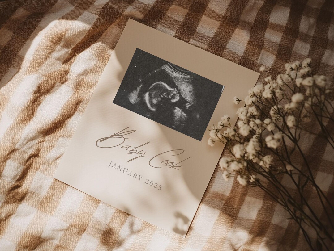 Neutral Pregnancy Announcement Template Digital Baby Announcement ...