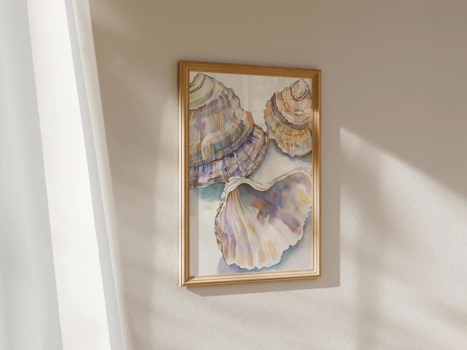 Colorful Pastel Oyster Shell Painting, Abstract Seashells, Abstract ...