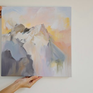 Large Abstract Mountain Art, Large Abstract Grand Tetons Painting ...