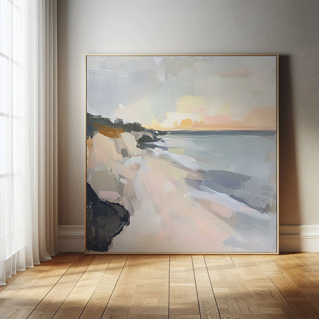 Large Abstract Ocean Art, Large Abstract Beach Painting, Modern Beach ...