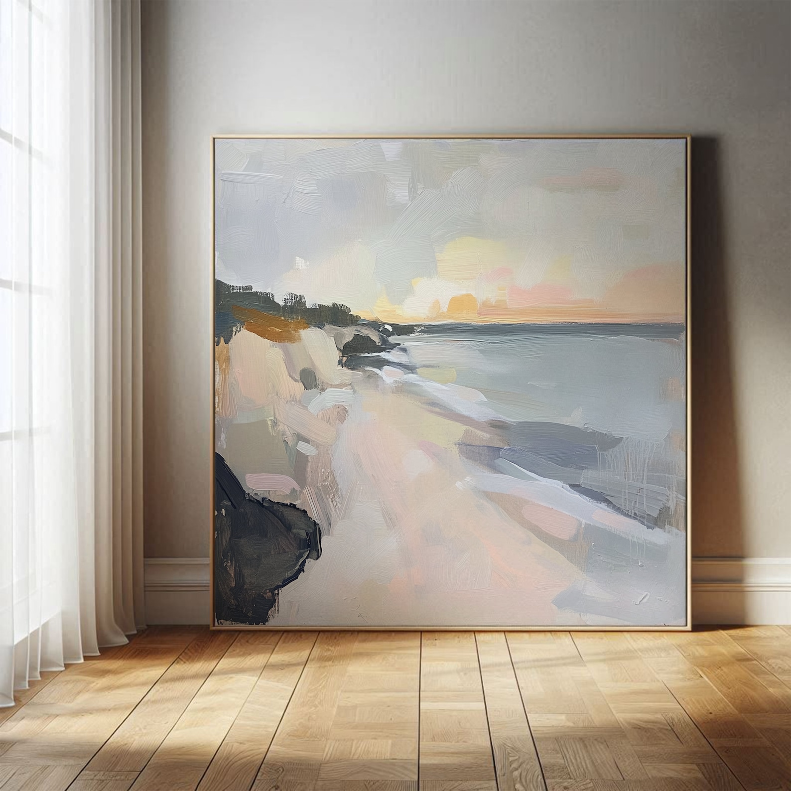 Large Abstract Ocean Art, Large Abstract Beach Painting, Modern Beach ...