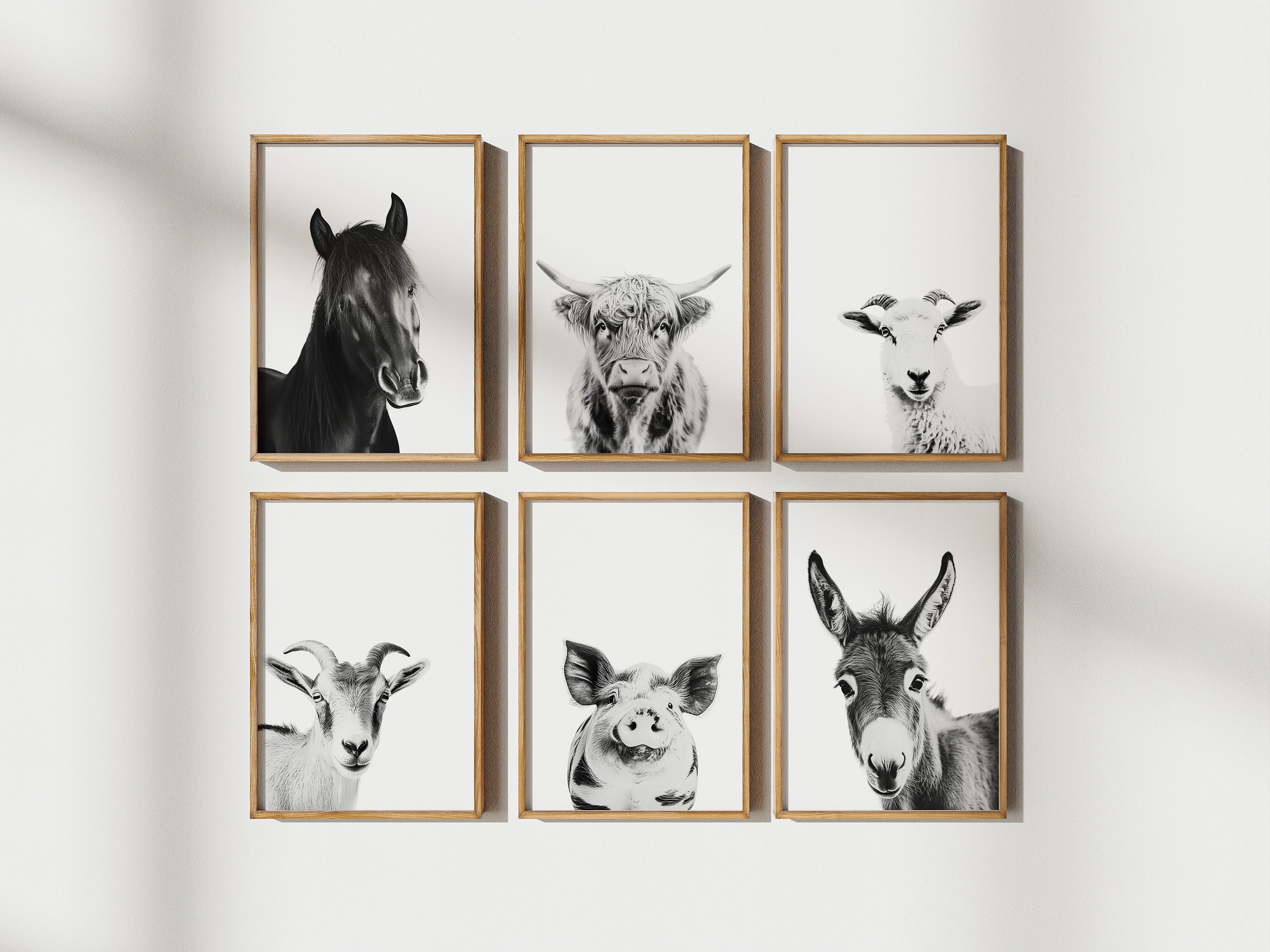 Set of 6 Farm Animal Prints, Farm Animal Prints Set, Farm Animal ...