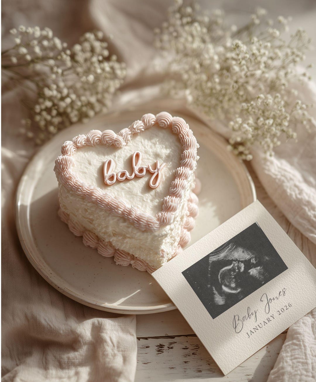 Pink Cake Pregnancy Announcement Digital Download, Ultrasound, No ...